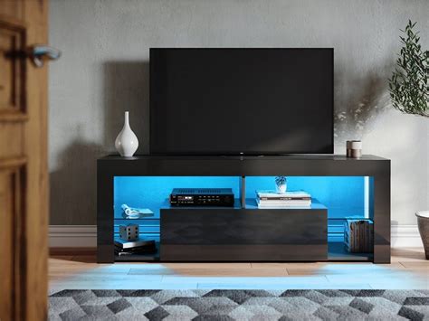 Sonni Lowboard Tv Lowboard Schwarz Hochglanz Mit Led Beleuchtung Breite