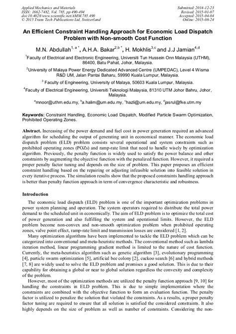 an efficient constraint handling approach for economic load dispatch