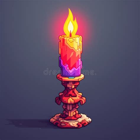 Vibrant Pixel Art Candlestick A Nostalgic 16 Bit Indie Game Asset