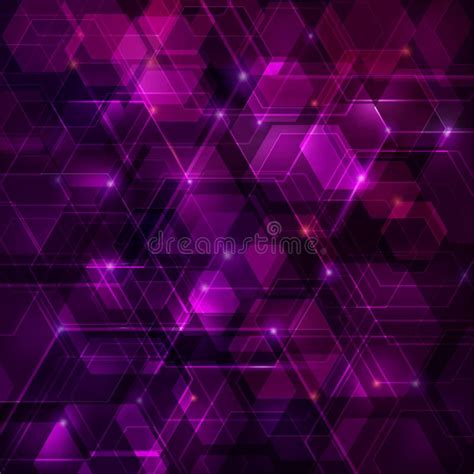 Purple Abstract Techno Background With Hexagons Stock Vector
