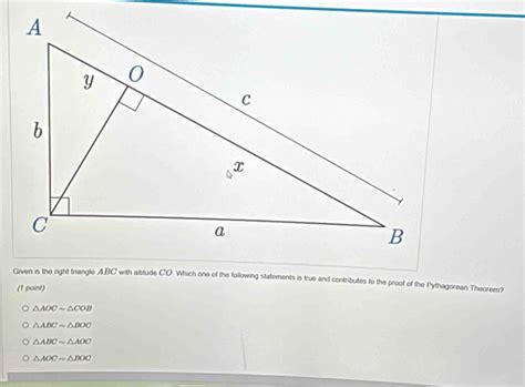 Solved Given Is The Right Triangle Abc With Altitude Co Which One Of