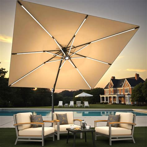Terraliving Cantilever Umbrella Integrated Led Fibreglass Ribs Alu
