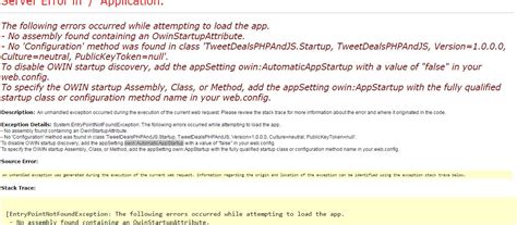 C No Assembly Found Containing An Owinstartupattribute Error Stack