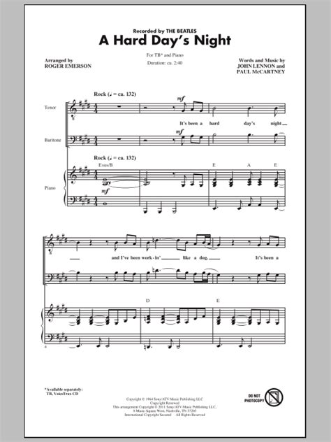 A Hard Days Night Arr Roger Emerson By The Beatles Sheet Music For