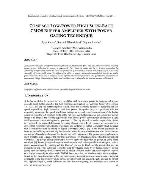 Compact Low Power High Slew Rate Cmos Buffer Amplifier With Power
