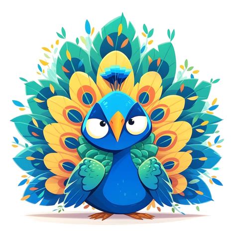 Happy Cute Peacock Cartoon Illustration Premium Ai Generated Image