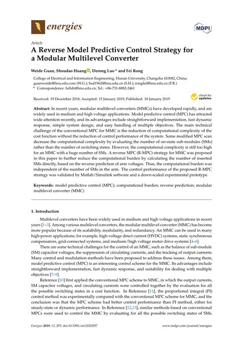 Pdf A Reverse Model Predictive Control Strategy For A Modular