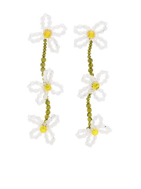 Simone Rocha Floral Motif Drop Earrings Green FARFETCH UK