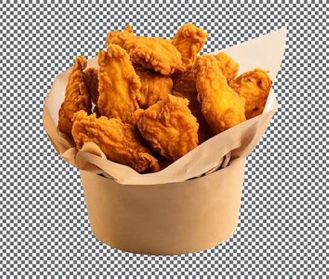 Premium PSD | Fresh crispy chicken wing in bucket isolated on ...