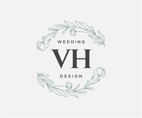 Vh Initials Letter Wedding Monogram Logos Collection Hand Drawn Modern Minimalistic And Floral