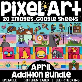Digital Pixel Art Magic Reveal APRIL BUNDLE ADDITION SUBTRACTION