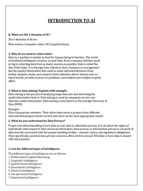 Class 10 Ai Notes Pdf Data Science Machine Learning