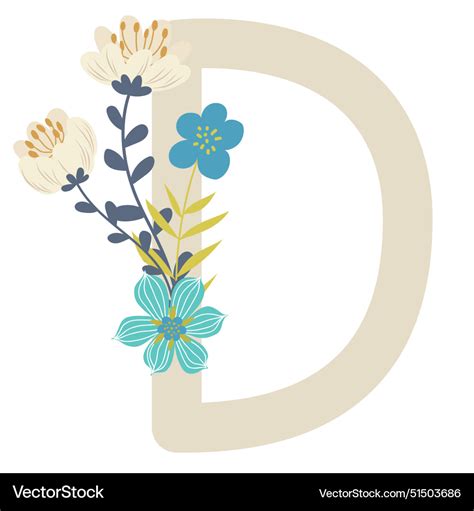 Floral Letter D Royalty Free Vector Image Vectorstock