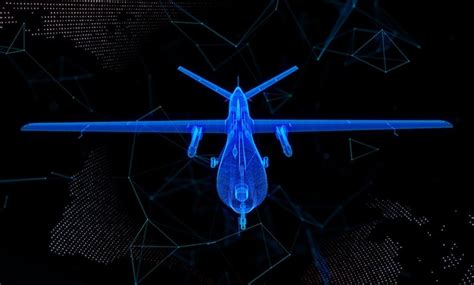 Premium Photo Military Drone Wireframe Polygonal Lines Digital Technology Visualization