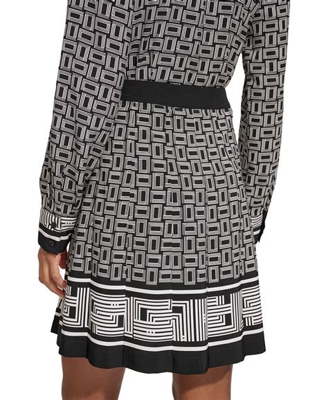 Karl Lagerfeld Paris Womens Mix Geo Print Pleated Skirt Macys