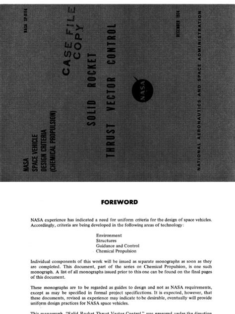 Solid Rocket Thrust Vector Contro Nasa Lsp8114 Pdf Vehicles Nozzle
