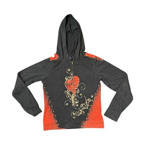 Urban Groove Mcbling Grunge Black And Red Full Zip Depop