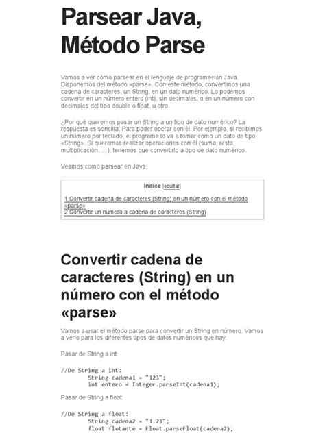 Parse En Java Pdf Tipo De Datos Cadena Informática