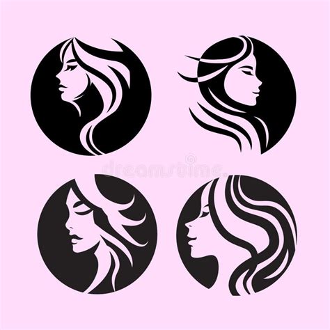 女性图标集徽标平面图画手绘图矢量图 向量例证 插画 包括有 女权主义 概念 图象 配置文件 粉红色 302719680