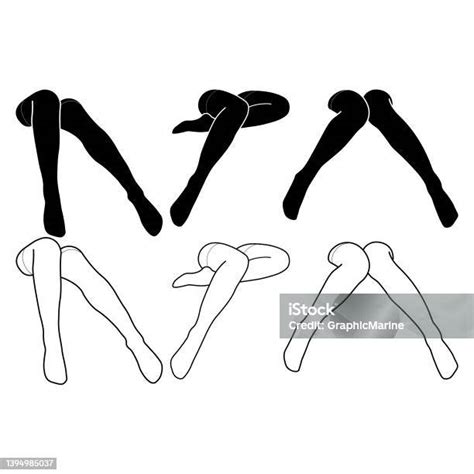여성 스타킹 윤곽과 실루엣 심플한 미니멀 한 벡터 아이콘 여성 다리 세트 윤곽 매력적인 발 벡터 일러스트 흰색 배경에 격리 된 여성 다리 벡터 0명에 대한 스톡 벡터 아트