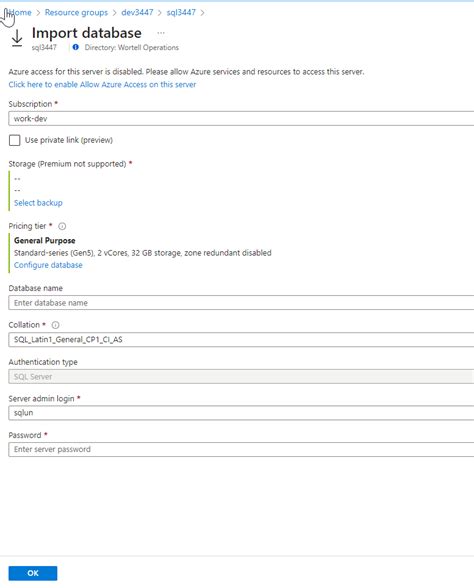 Fix Importing Azure Sql Database Ok Button Does Nothing