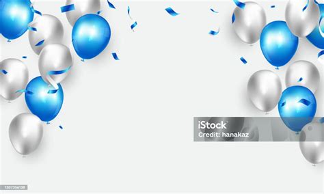 블루 컬러 풍선 배경 축하 파티 배너 판매 벡터 그림입니다 그랜드 오프닝 카드 럭셔리 인사말 부자 공중 부양에 대한 스톡 벡터 아트 및 기타 이미지 Istock
