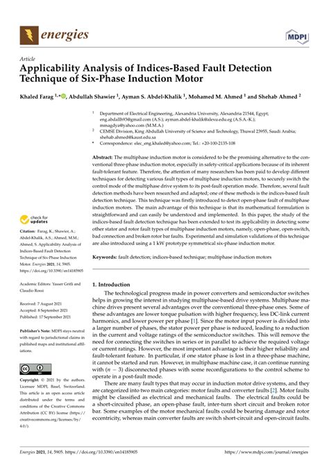 Pdf Applicability Analysis Of Indices Based Fault Detection Technique