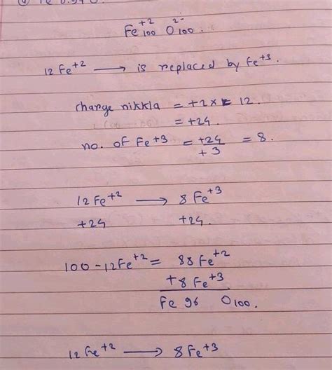 156. In a sample of mathrm{FeO}, when 12 mathrm{Fe}^{+2} ions are replaced with electrically ...