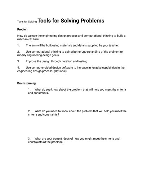 Tools For Problem Solving Tools For Solving Tools For Solving