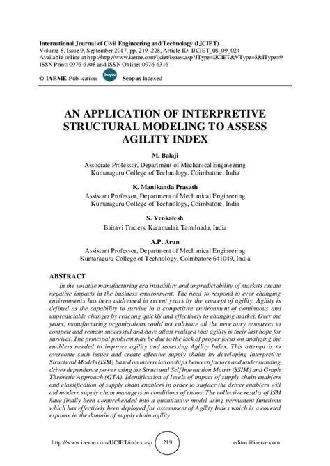 Pdf An Application Of Interpretive Structural Modeling To Assess Agility Index