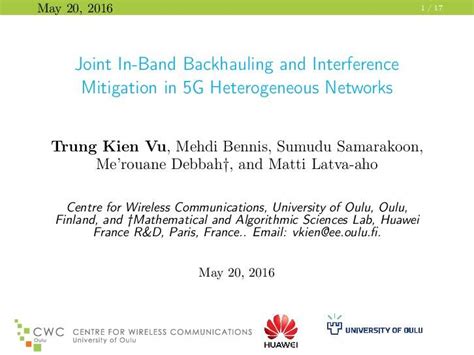 Pdf Joint In Band Backhauling And Interference Mitigation In 5g