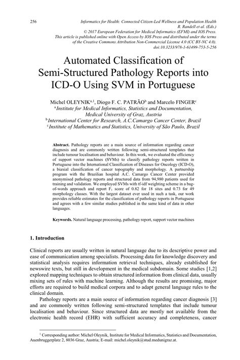 PDF Automated Classification Of Semi Structured Pathology Reports