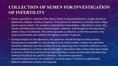 Semen Analysis Or Seminal Fluid Analysis Pptx Infertility
