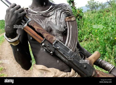 Africa Ethiopia South Omo Mago National Park Mursi Woman With Body