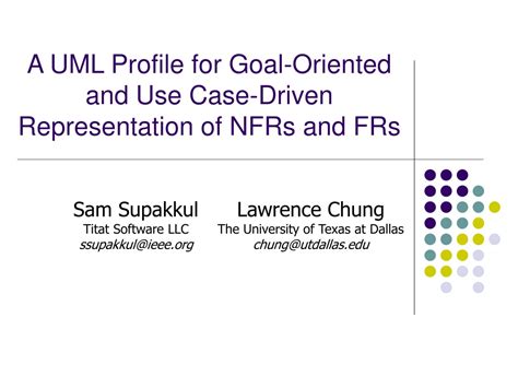 Ppt A Uml Profile For Goal Oriented And Use Case Driven