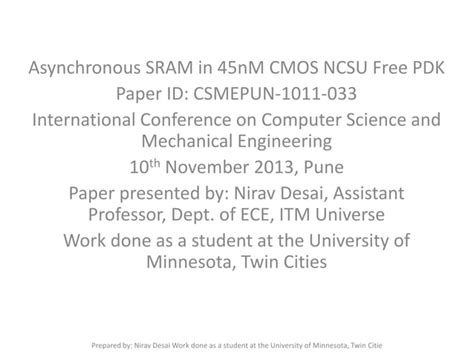 Design Of A Low Power Asynchronous Sram In 45nm Cmos Pptx Programming Languages Computing