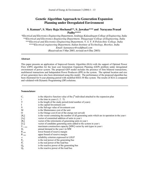 pdf genetic algorithm approach to generation expansion planning under