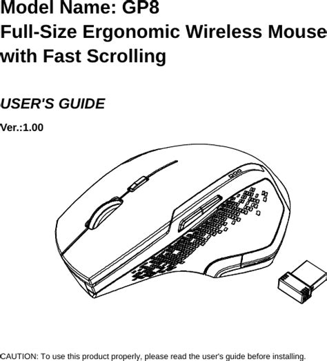Acrox Technologies Mu62 Full Size Ergonomic Wireless Mouse With Fast Scrolling User Manual