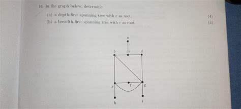 Solved 16 In The Graph Below Determine A A Depth First