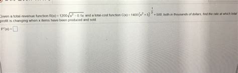 Solved Given A Total Revenue Function Rx
