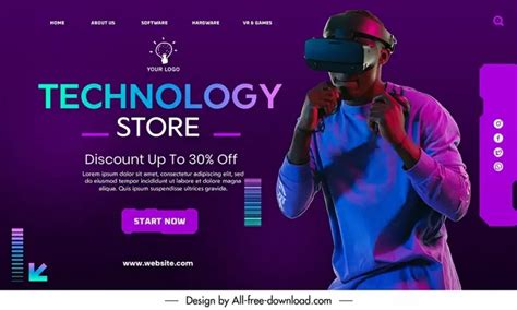 Technology Landing Page Template Dark Modern Design Psd In Editable Psd Format Free And Easy