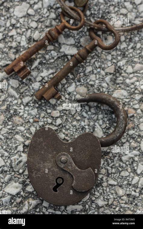 Antique Lock With Rusty Keys Stock Photo Alamy