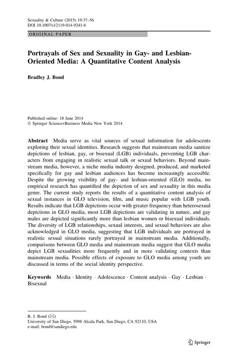 Pdf Portrayals Of Sex And Sexuality In Gay And Lesbian Oriented