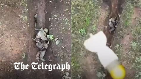 Moment Russian Soldier Catches And Throws Away Ukrainian Drone Bombs