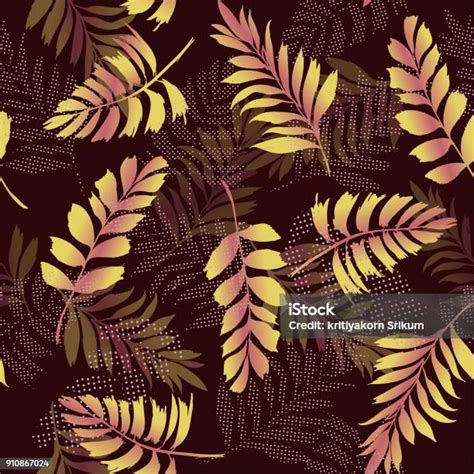 벡터 원활한 패턴 아름 다운 예술적 실루엣 열 대 이국적인 숲과 폴카 도트 패턴에 나뭇잎 다채로운 기존 세련 된 꽃 인쇄 0명에 대한 스톡 벡터 아트 및 기타 이미지