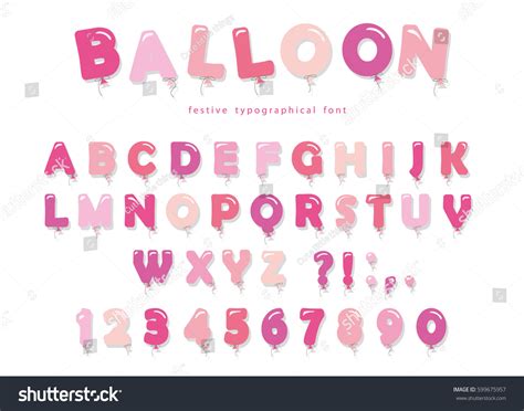 풍선 분홍색 글꼴입니다귀여운 Abc 문자와 숫자생일 스톡 벡터로열티 프리 599675957 Shutterstock