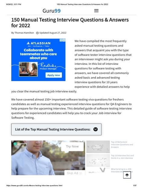 150 Manual Testing Interview Questions And Answers For 2022 Pdf