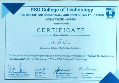 Sharan Am On Linkedin Freecad Engineering Psgcollege Caddesign