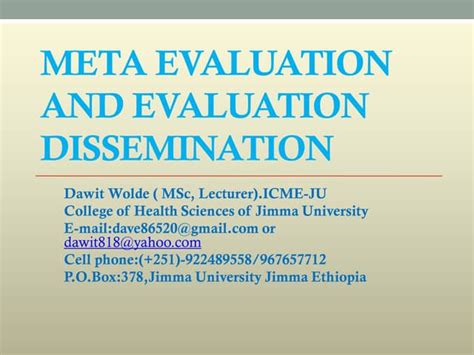 Meta Evaluation And Evaluation Disseminationmanual 3 Pdf