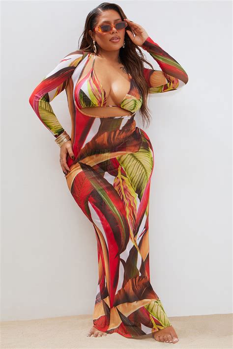Summers In Tulum Mesh 3 Piece Sunsuit Set Multi Color Fashion Nova